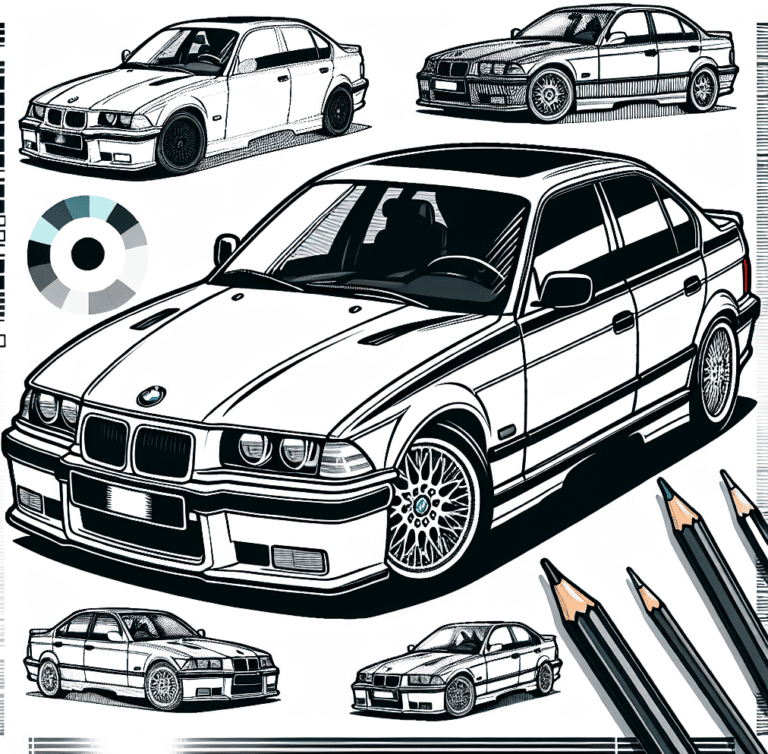 Kolorowanka samochód BMW E36 pdf do druku